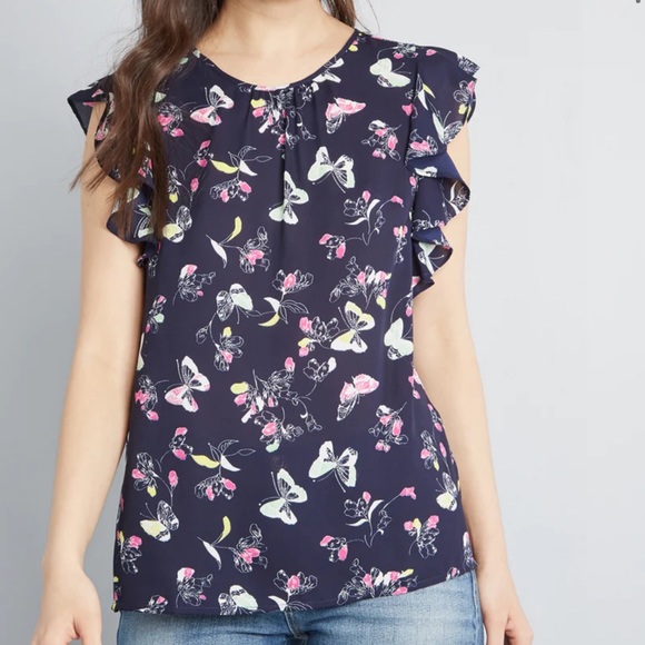 Modcloth | Tops | Modcloth Equal Reaction Ruffle Top Medium | Poshmark